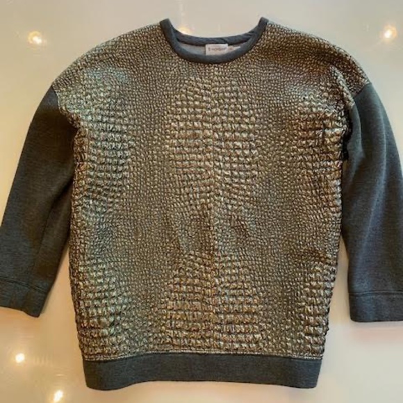 Moncler | Tops | Moncler Metallic Alligator Texture Sweatshirt | Poshmark